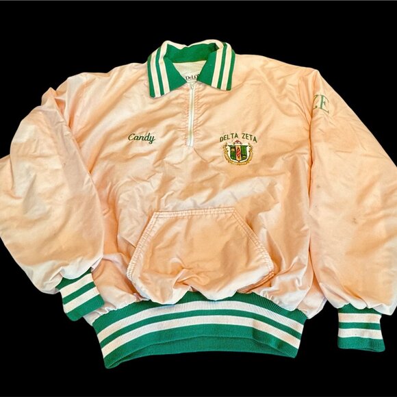 Delong | Jackets & Coats | Vtg Delta Zeta 9s Pullover Jacket Xl Rose ...